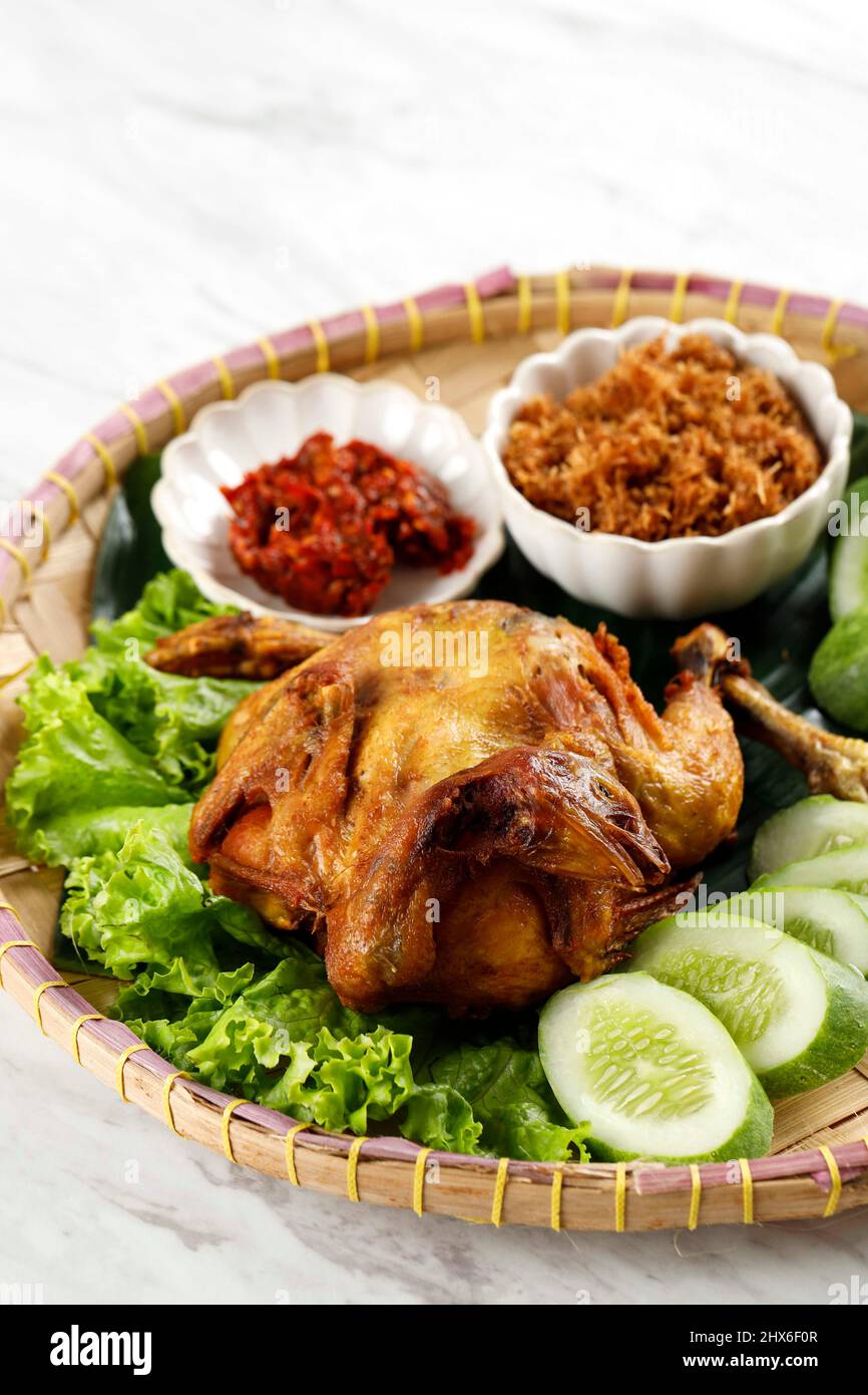 Ayam Ingkung Goreng or Bakakak Hayam, Deep Fried Whole Chicken, Indonesian Traditional Recipe ...