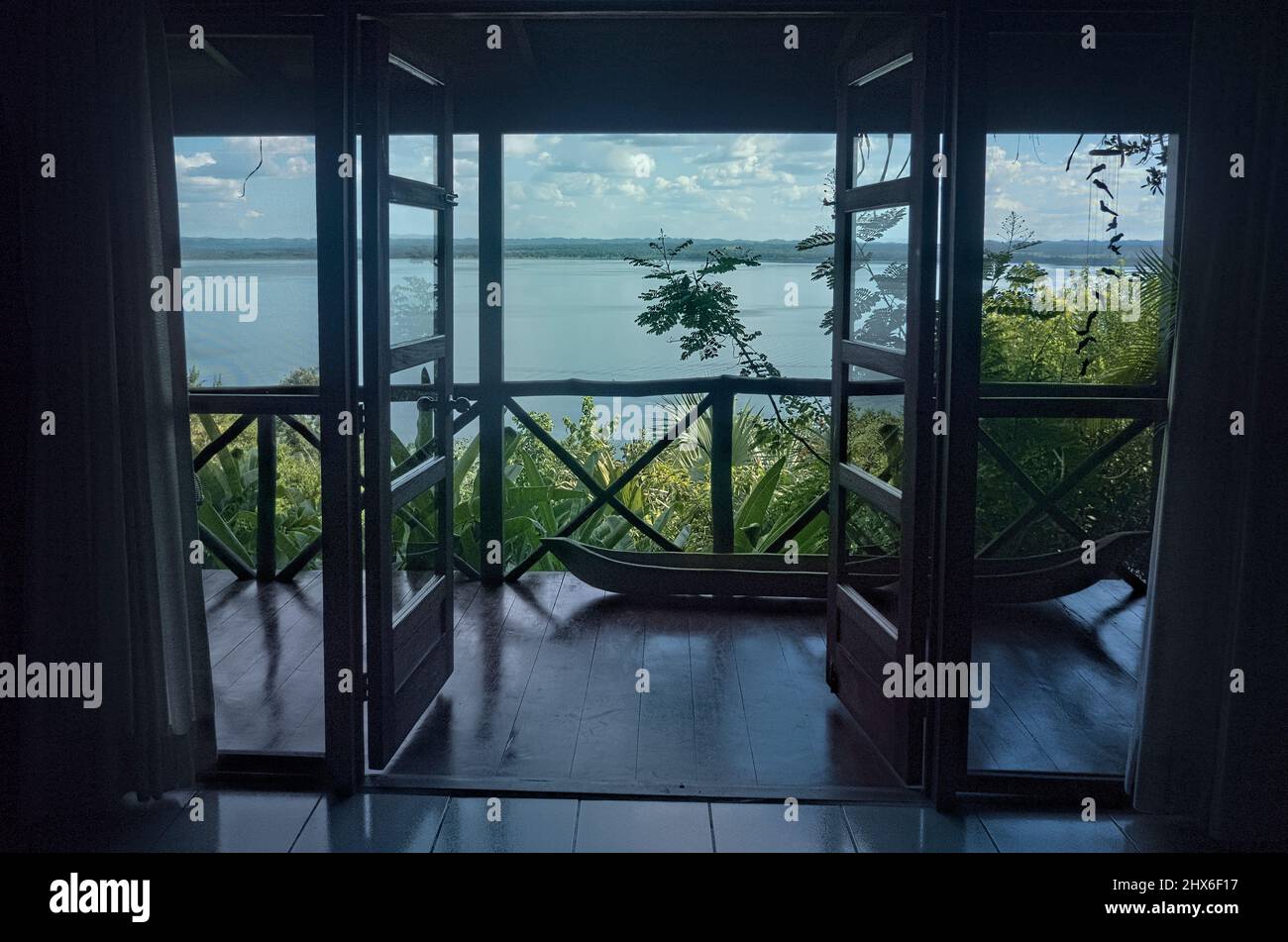 View of beautiful Lake Peten Itza, El Remate, Petén, Guatemala Stock ...