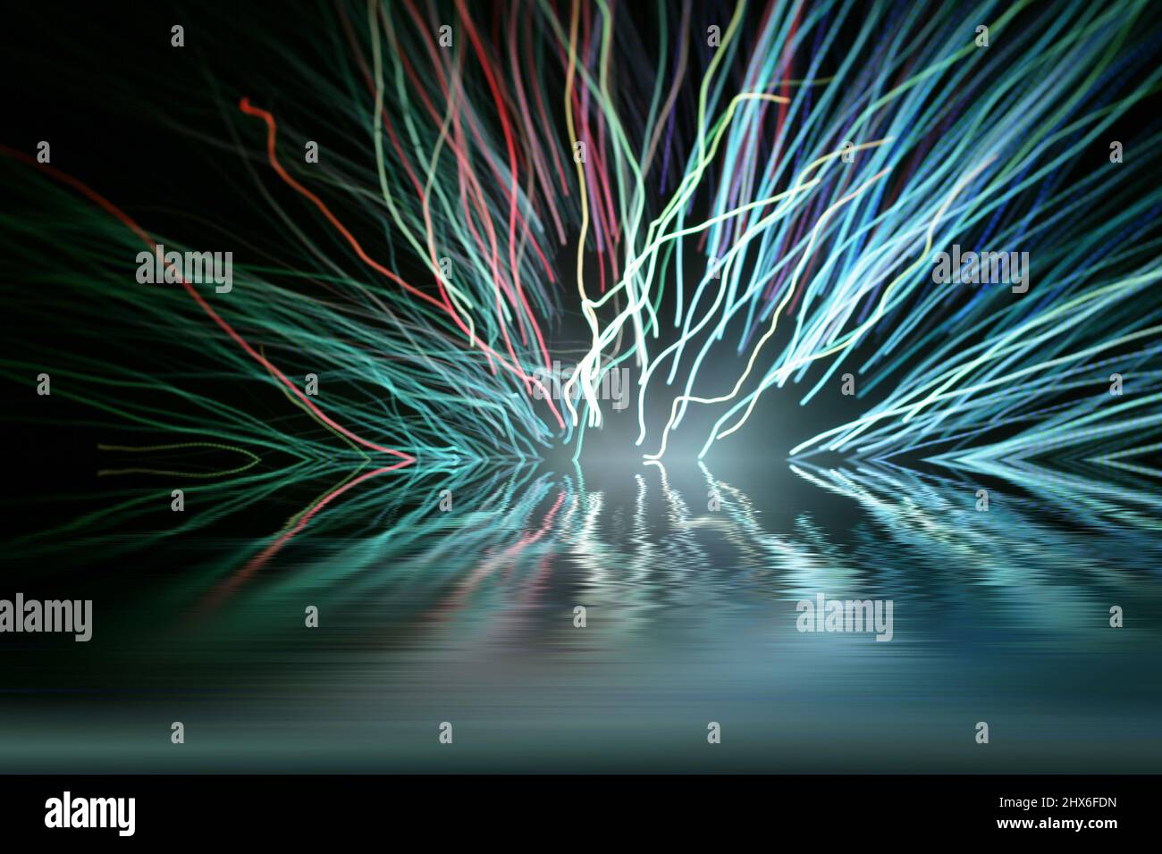 Rays of light. Illustration of beams of light against a dark background ...