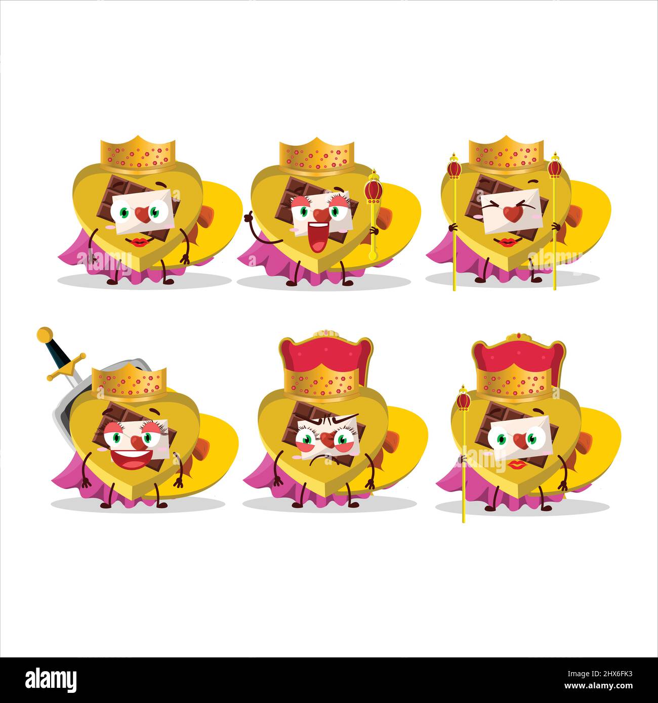 Queen and her magic clothes cartoon of yellow love open gift box ...