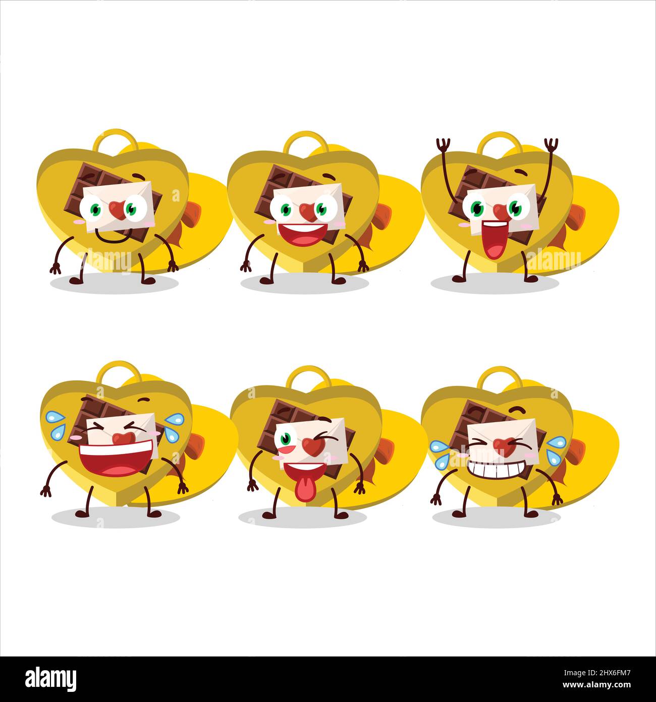 Cartoon character of yellow love open gift box with smile expression ...