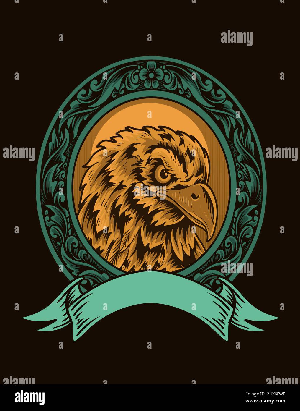 illustration eagle head on vintage circle ornament Stock Vector Image & Art - Alamy