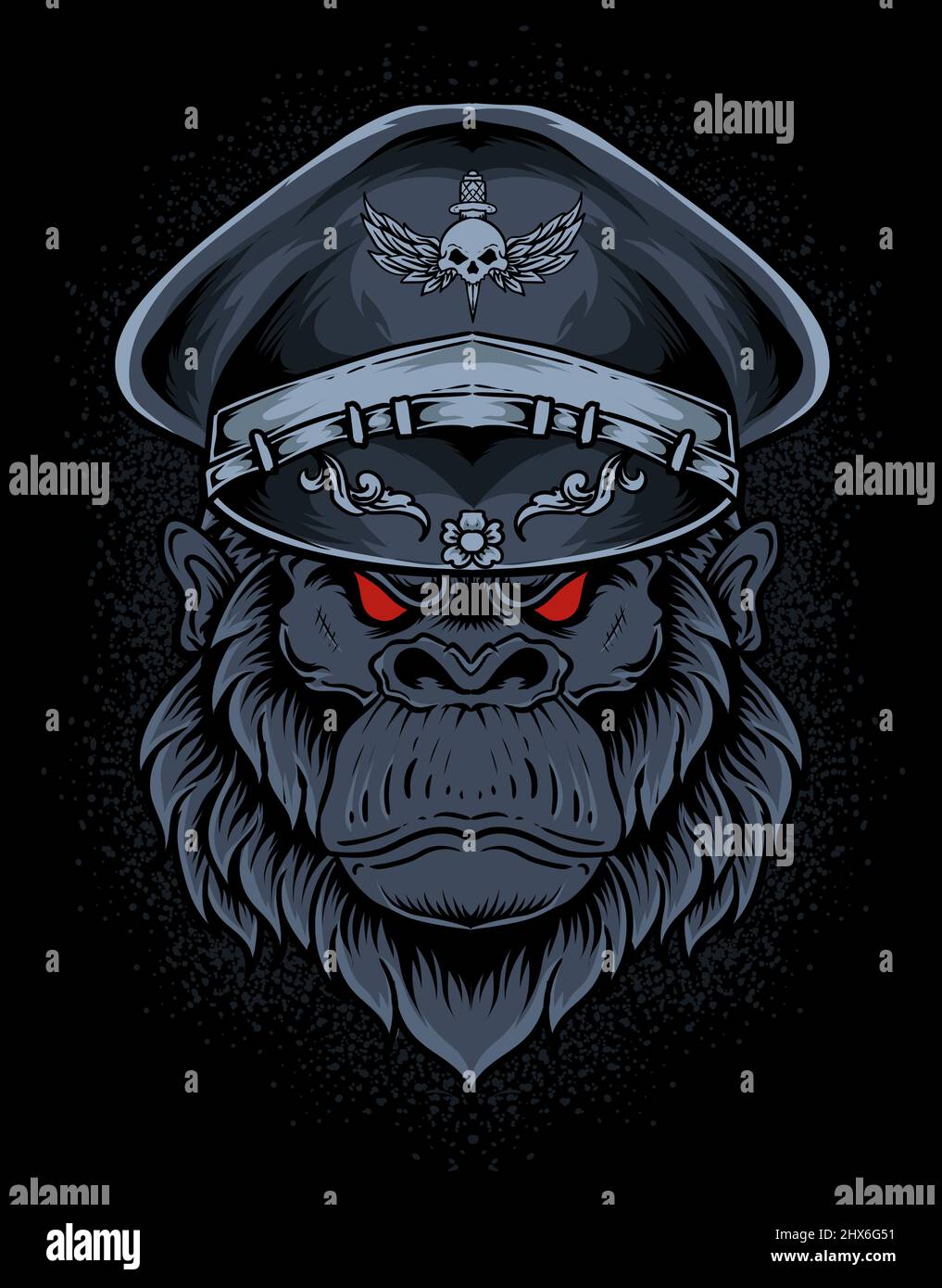 illustration gorilla army head on black background Stock Vector Image ...