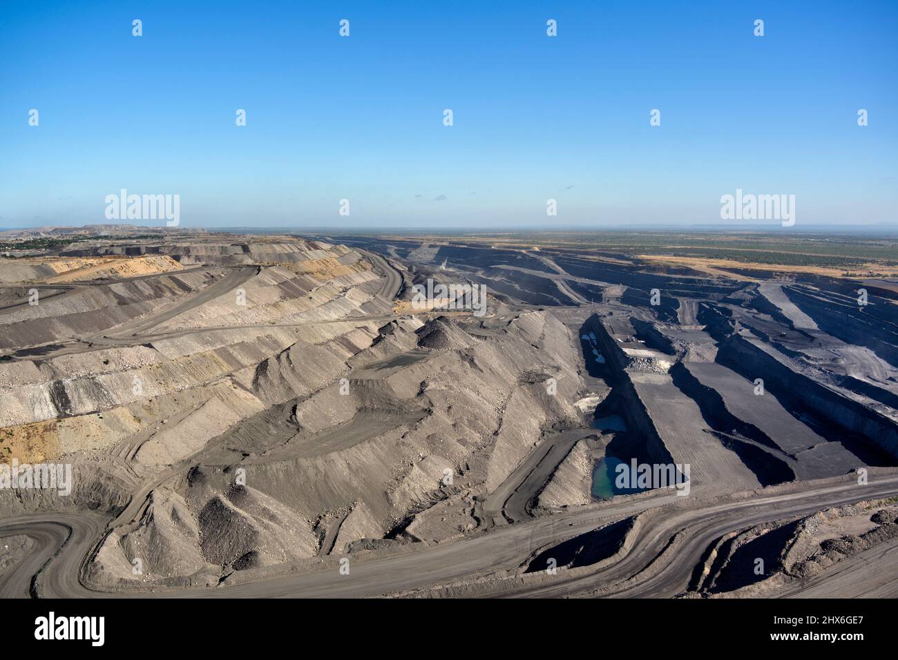 Aerial of Peak Downs open cut coal mine near Moranbah Central Queensland Australia Stock Photo ...