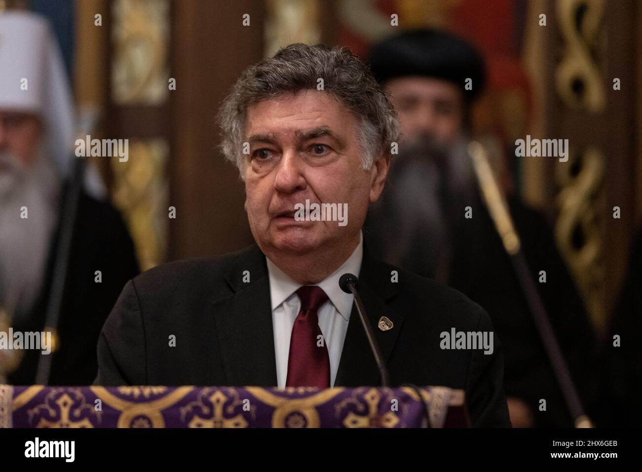 New York, NY - March 9, 2022: Rabbi Joseph Potasnik speaks during ...