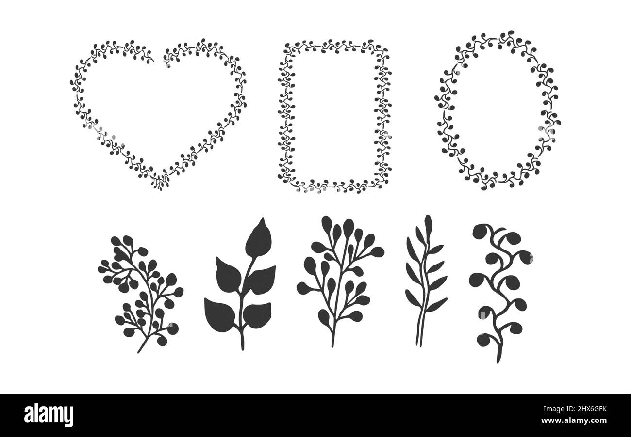 Set frames Split border, floral monogram frame floral elements in ...