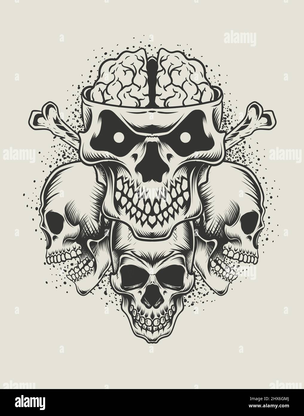 Art black monochrome brain Stock Vector Images - Alamy