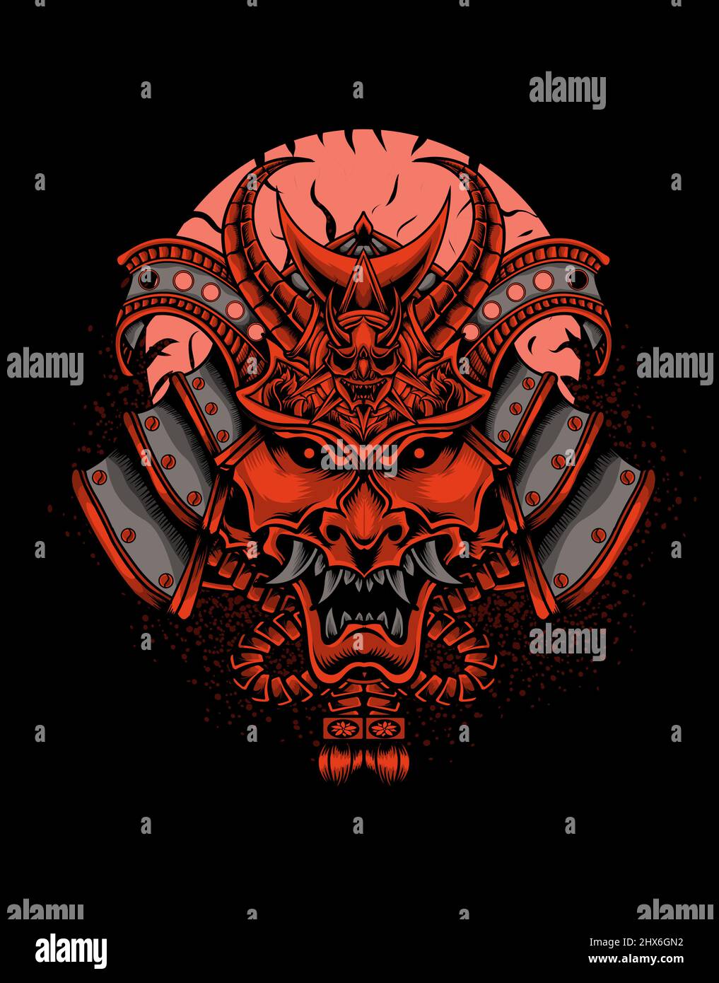 illustration samurai head on black background Stock Vector Image & Art ...