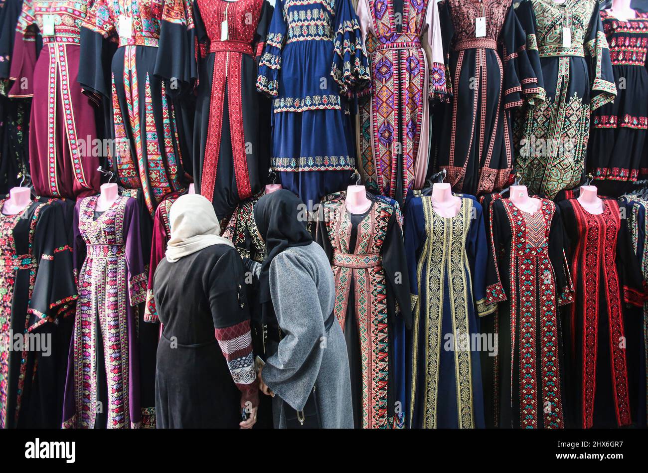Gaza, Palestine. 09th Mar, 2022. Palestinian women take a look at ...