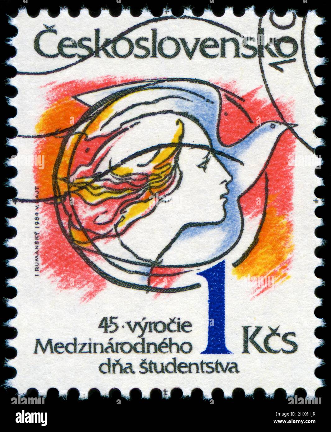 Postage stamp from the former state of Czechoslovakia in the 45th ...