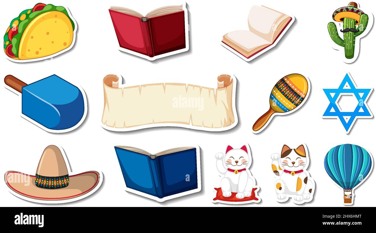 Set of different traditional objects illustration Stock Vector Image ...