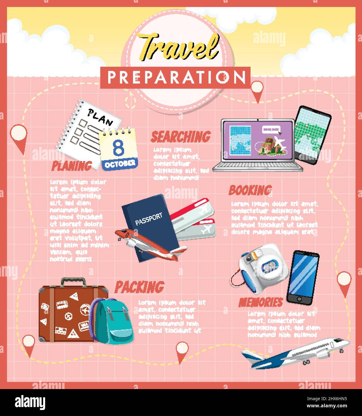 Travel preparation infographic design illustration Stock Vector Image ...