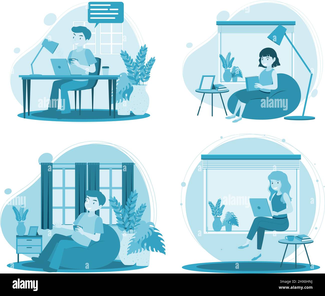 People working at coworking space simple flat design illustration Stock ...