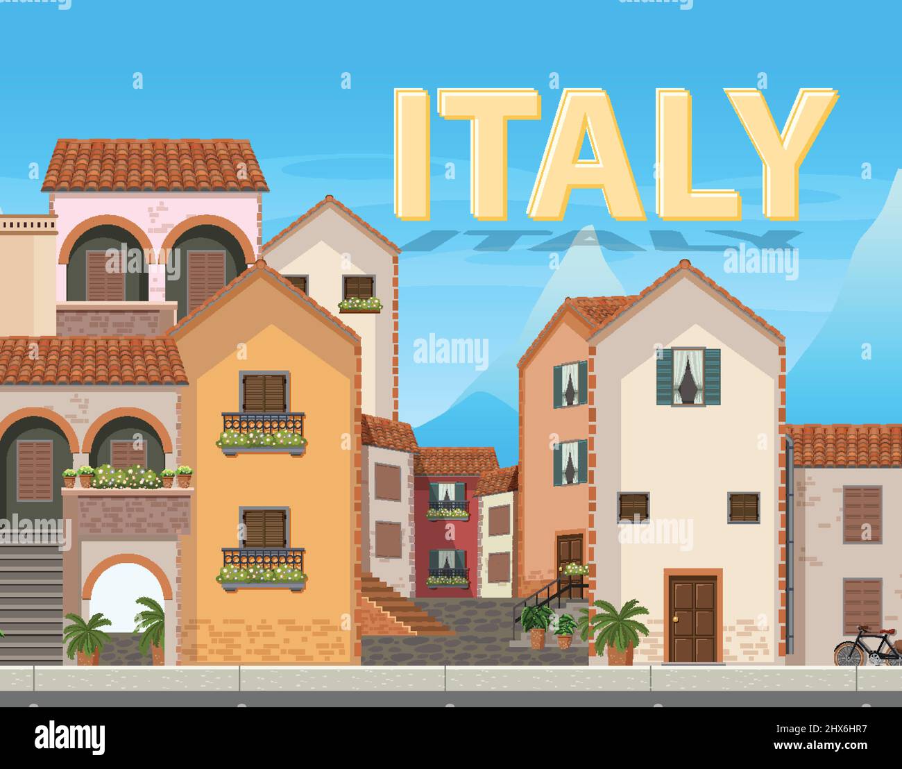 Scene with buildings in Italy illustration Stock Vector Image & Art - Alamy