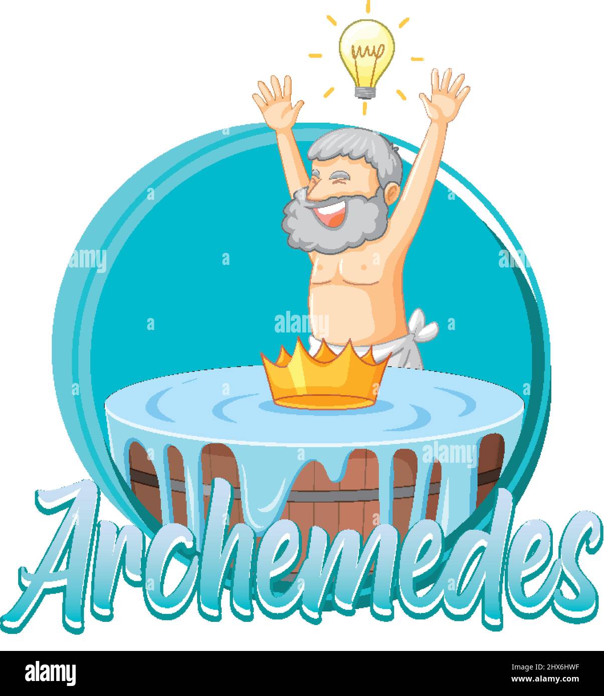 Archimedes in bathtub cartoon illustration Stock Vector Image & Art - Alamy