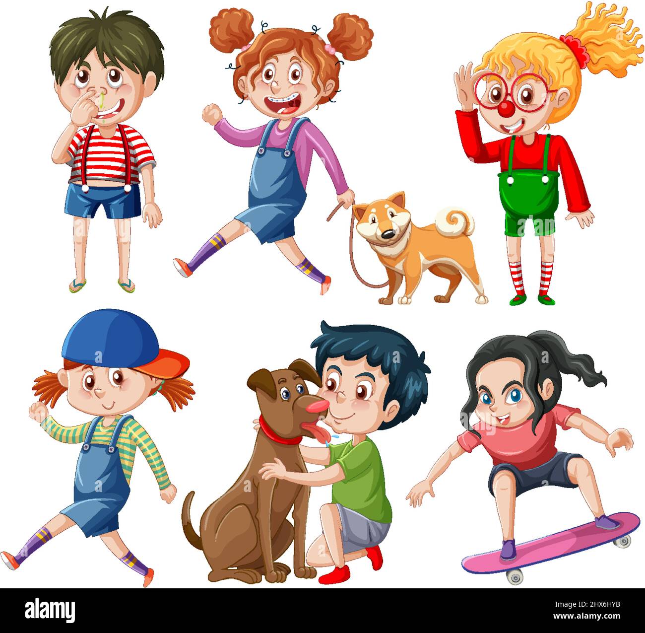 Set of young people doing different actions illustration Stock Vector ...