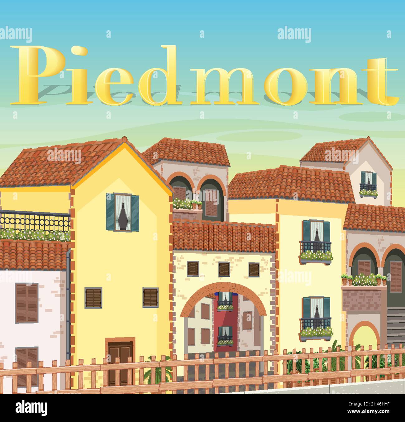 Italy iconic tourism attraction building background illustration Stock ...