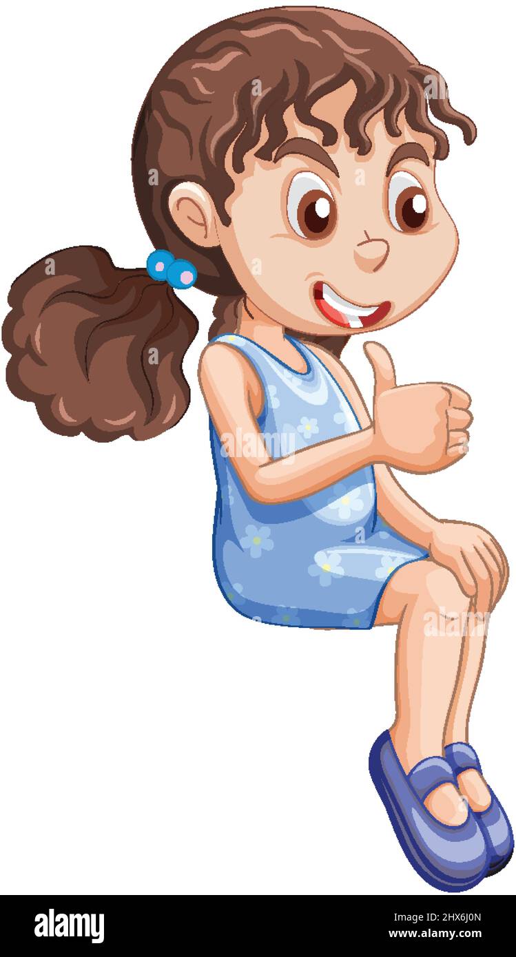 One happy girl sitting illustration Stock Vector Image & Art - Alamy