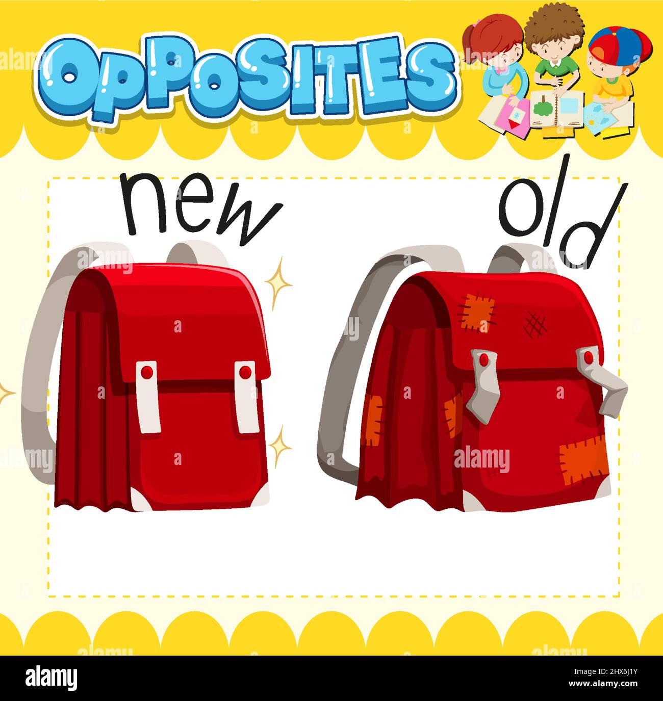 Opposite words for new and old illustration Stock Vector Image & Art ...