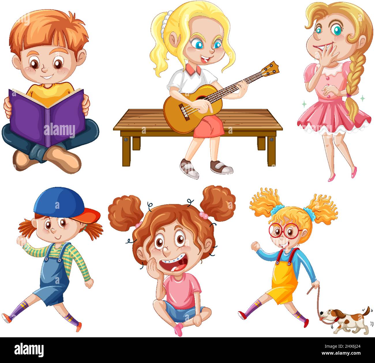 Set of young people doing different actions illustration Stock Vector ...