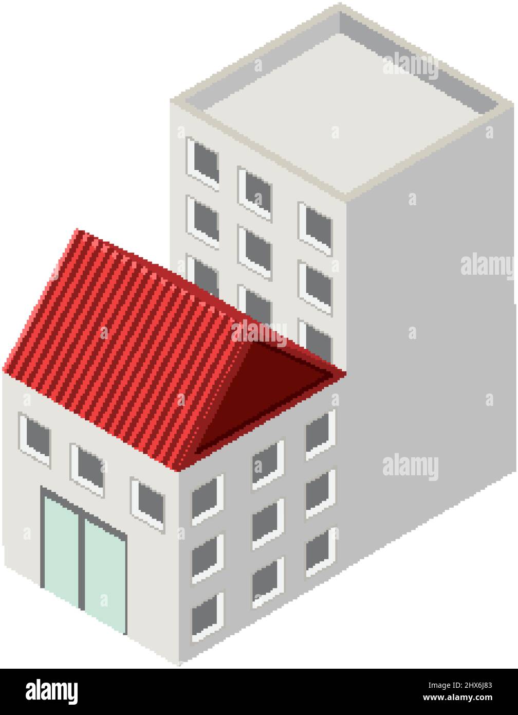 Isometric building on white background illustration Stock Vector Image ...