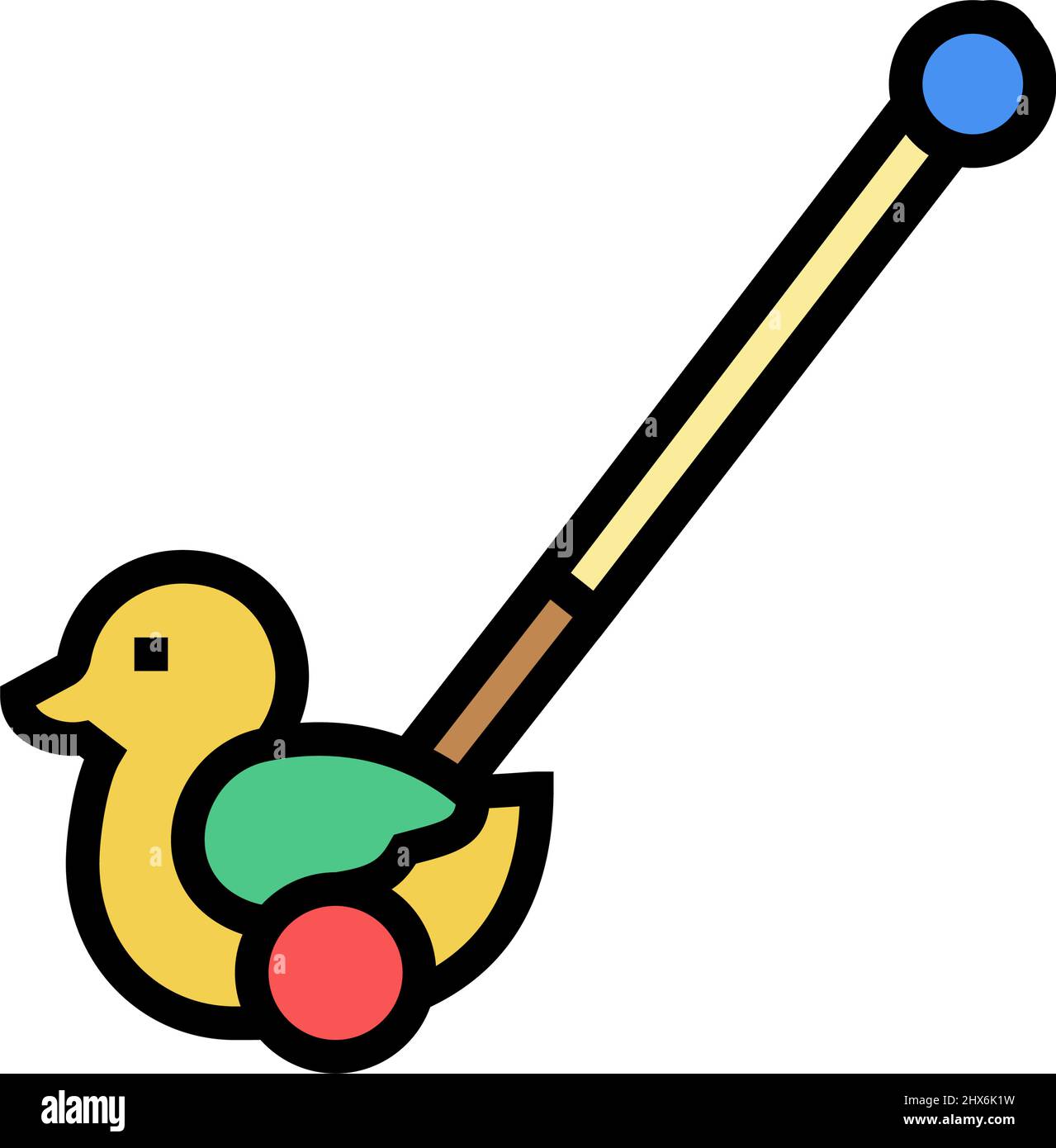 duck stick push toy color icon vector illustration Stock Vector Image ...