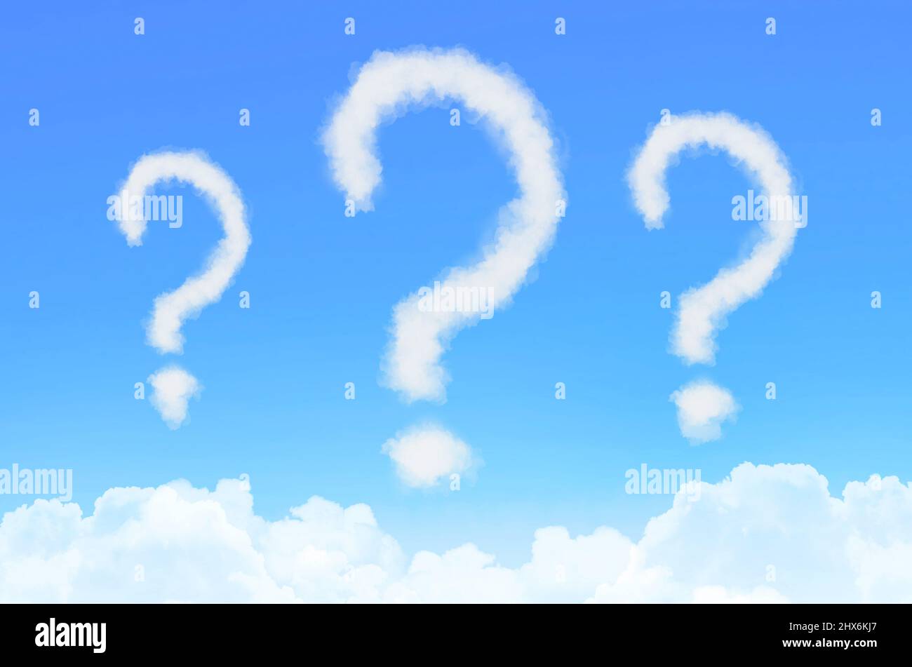 Clouds fluffy as question mark on blue sky background Stock Photo - Alamy