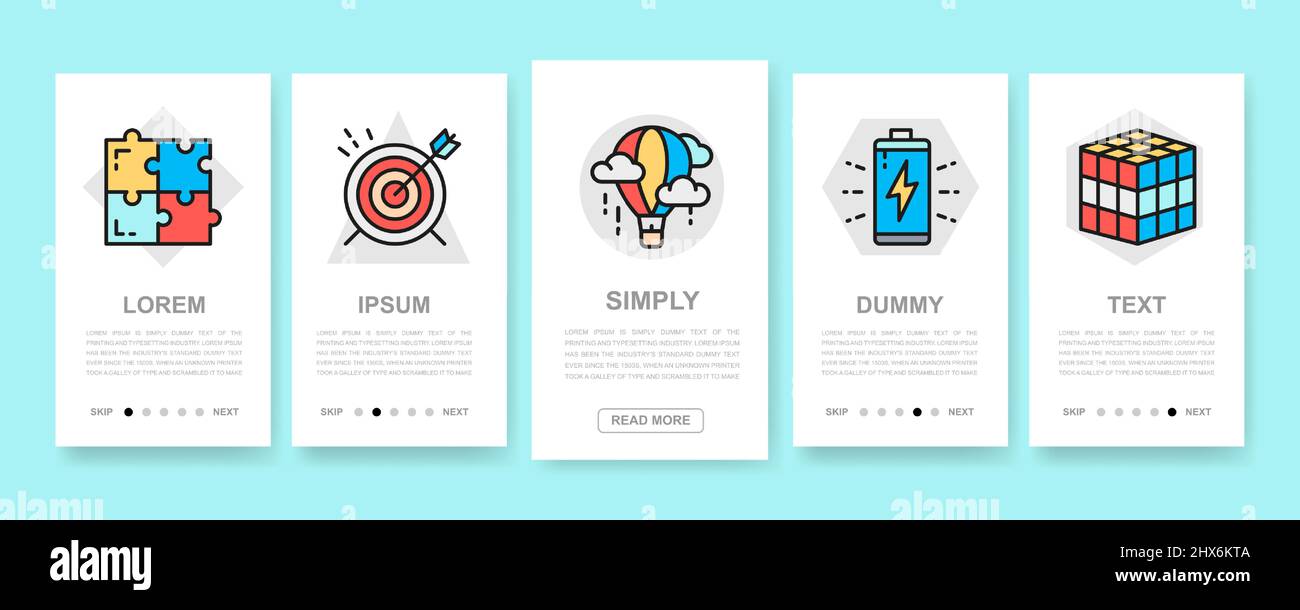 Creative mobile app screens set. Innovation, startup, artwork, project ...