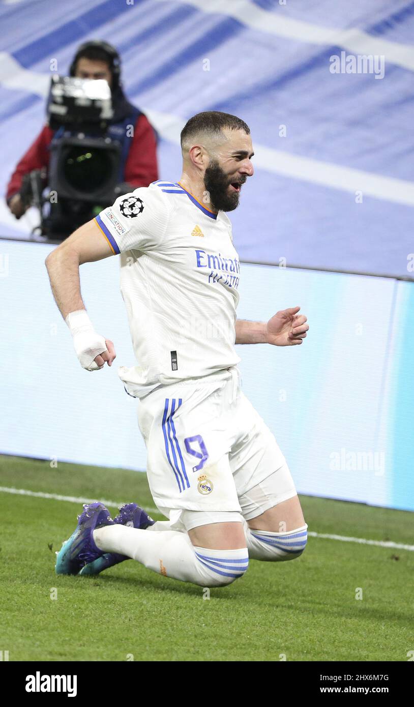 Karim Benzema of Real Madrid celebrates his goal during the UEFA ...
