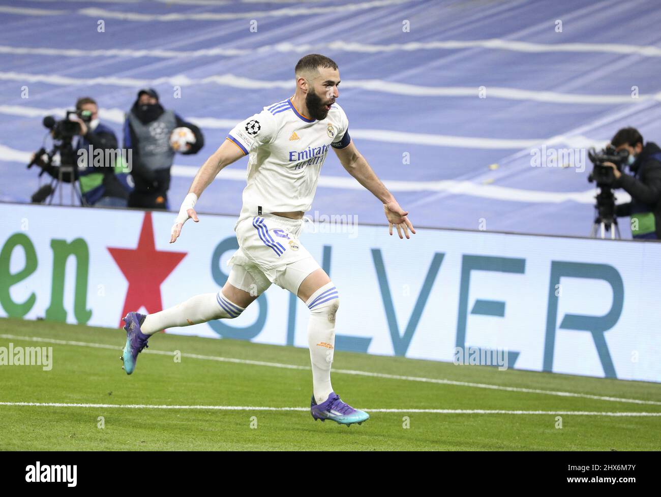 Karim Benzema of Real Madrid celebrates his goal during the UEFA ...