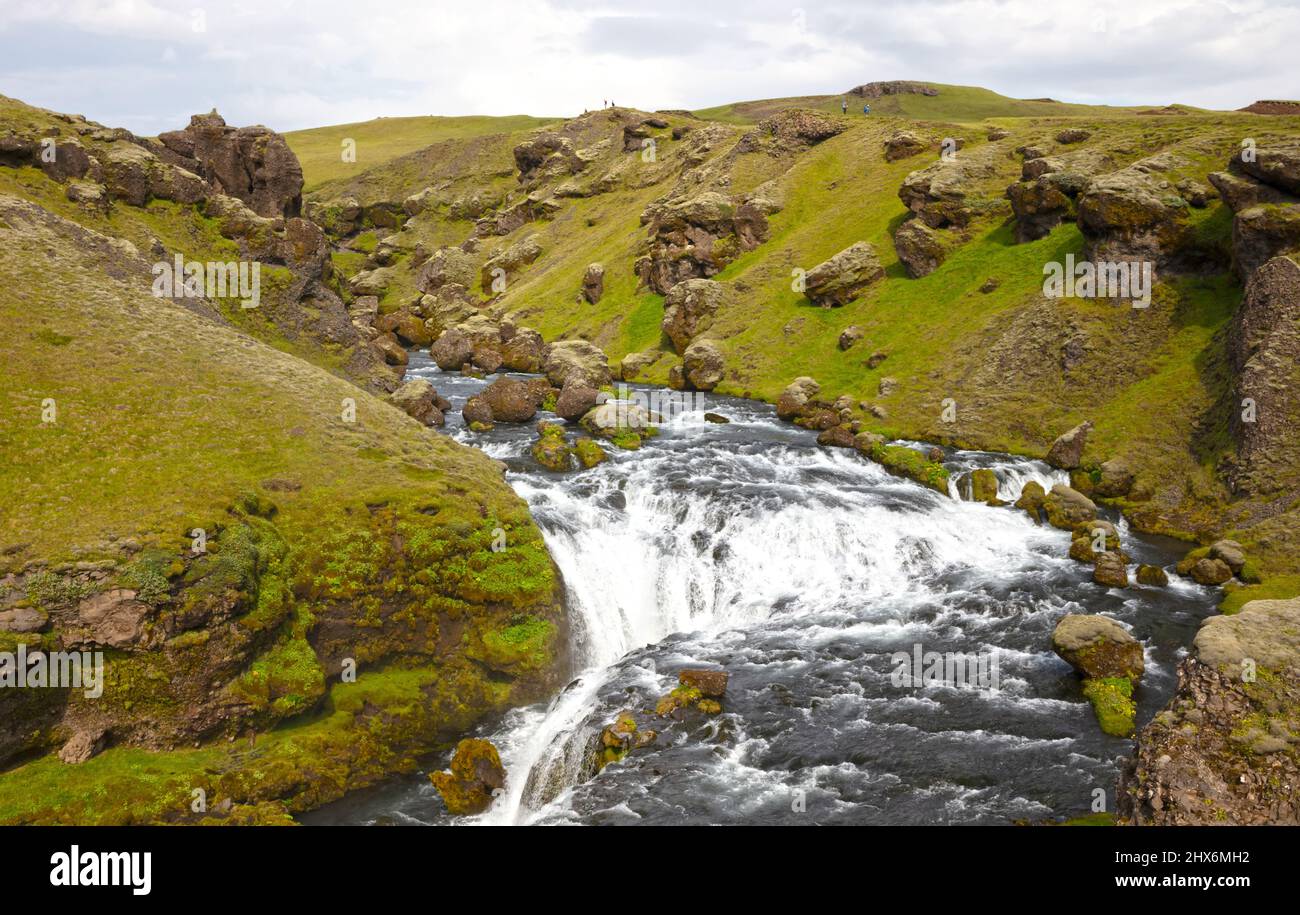 Skoga river before the Skogafoss waterfall, Iceland Stock Photo - Alamy