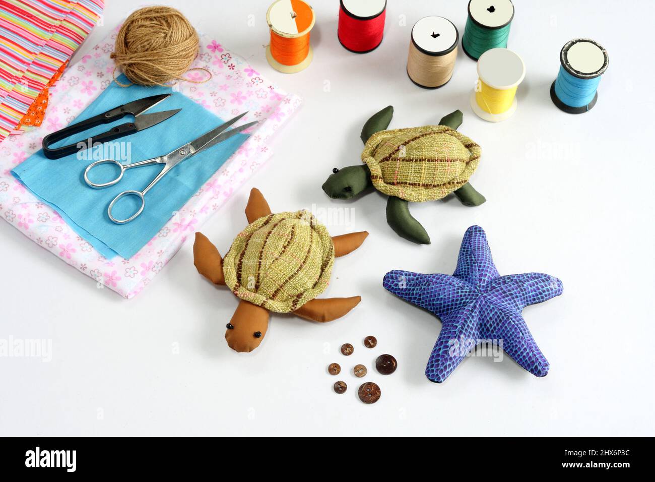 The turtles and starfish are made of cloth Stock Photo - Alamy