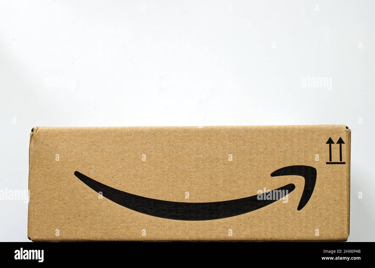 Amazon package box isolated on white background. Space for text Stock ...