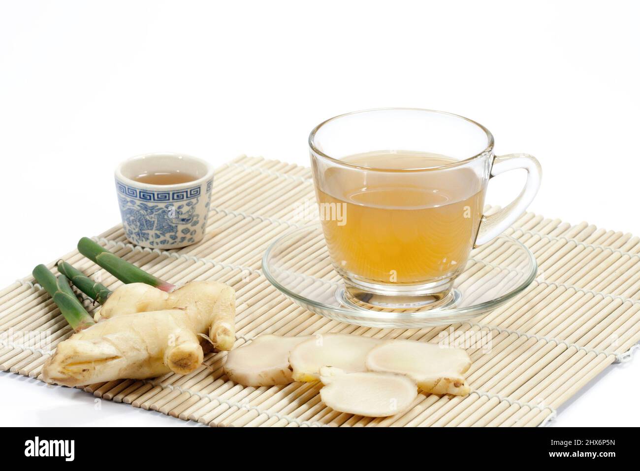 Ginger tea on white background Stock Photo - Alamy