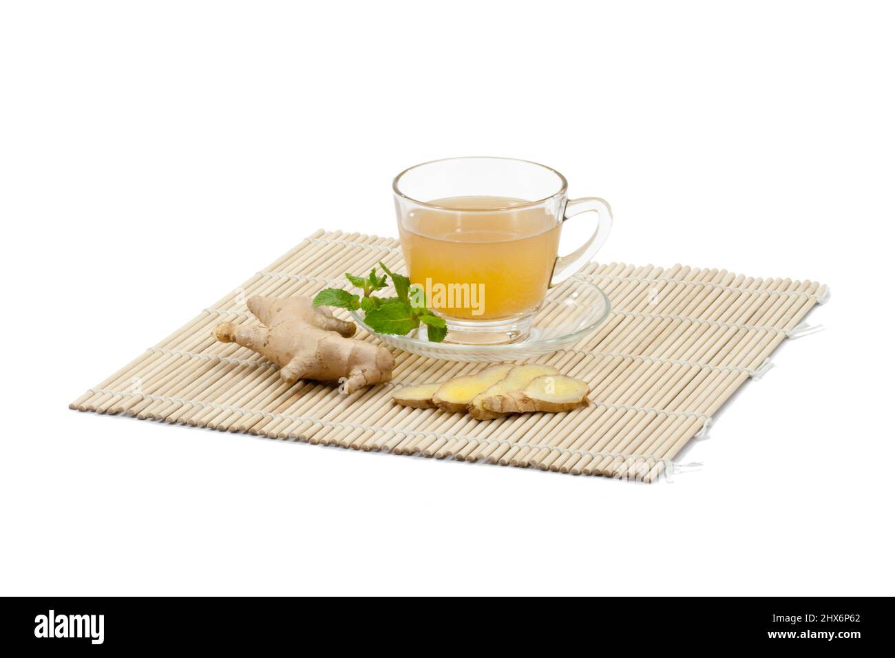 Ginger tea on white background Stock Photo - Alamy