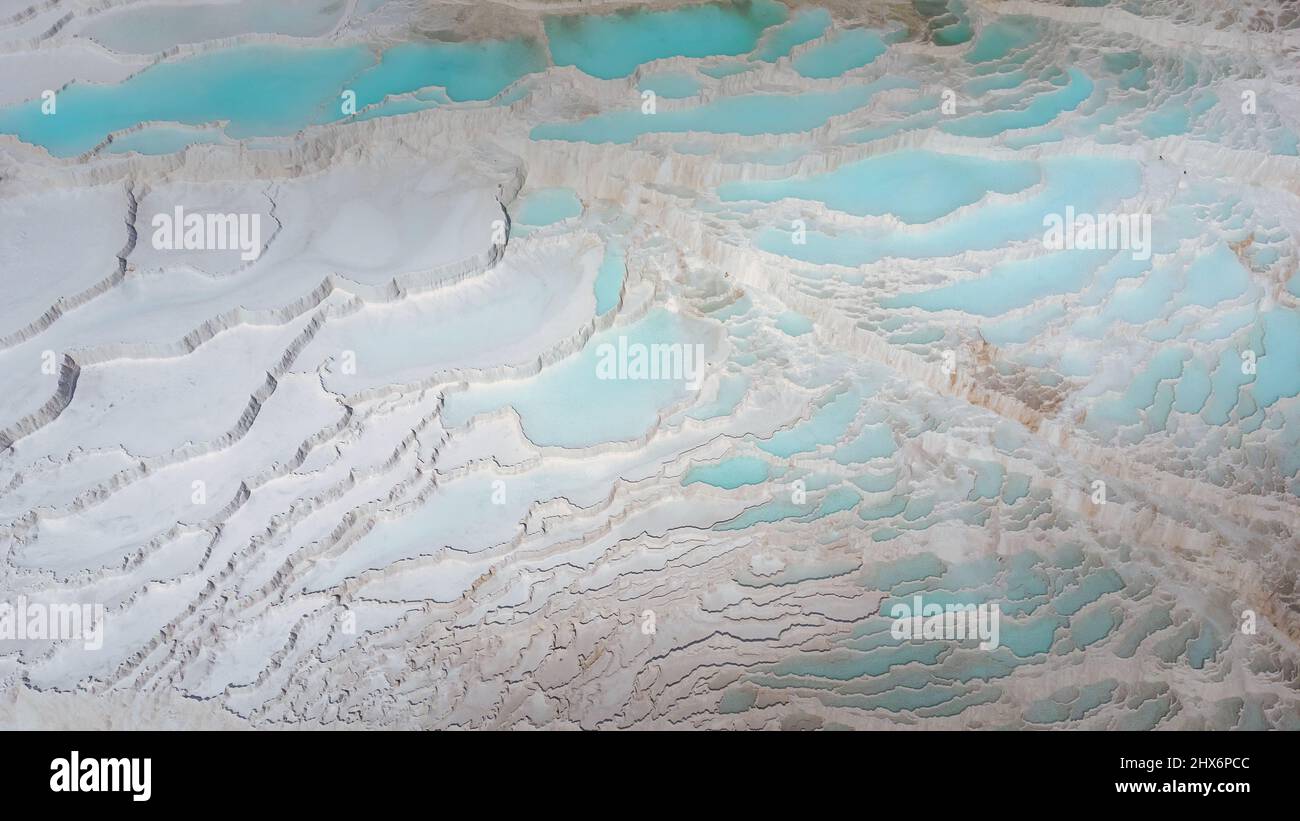 Natural travertine pools in Pamukkale. Pamukkale, Turkey. View on ...