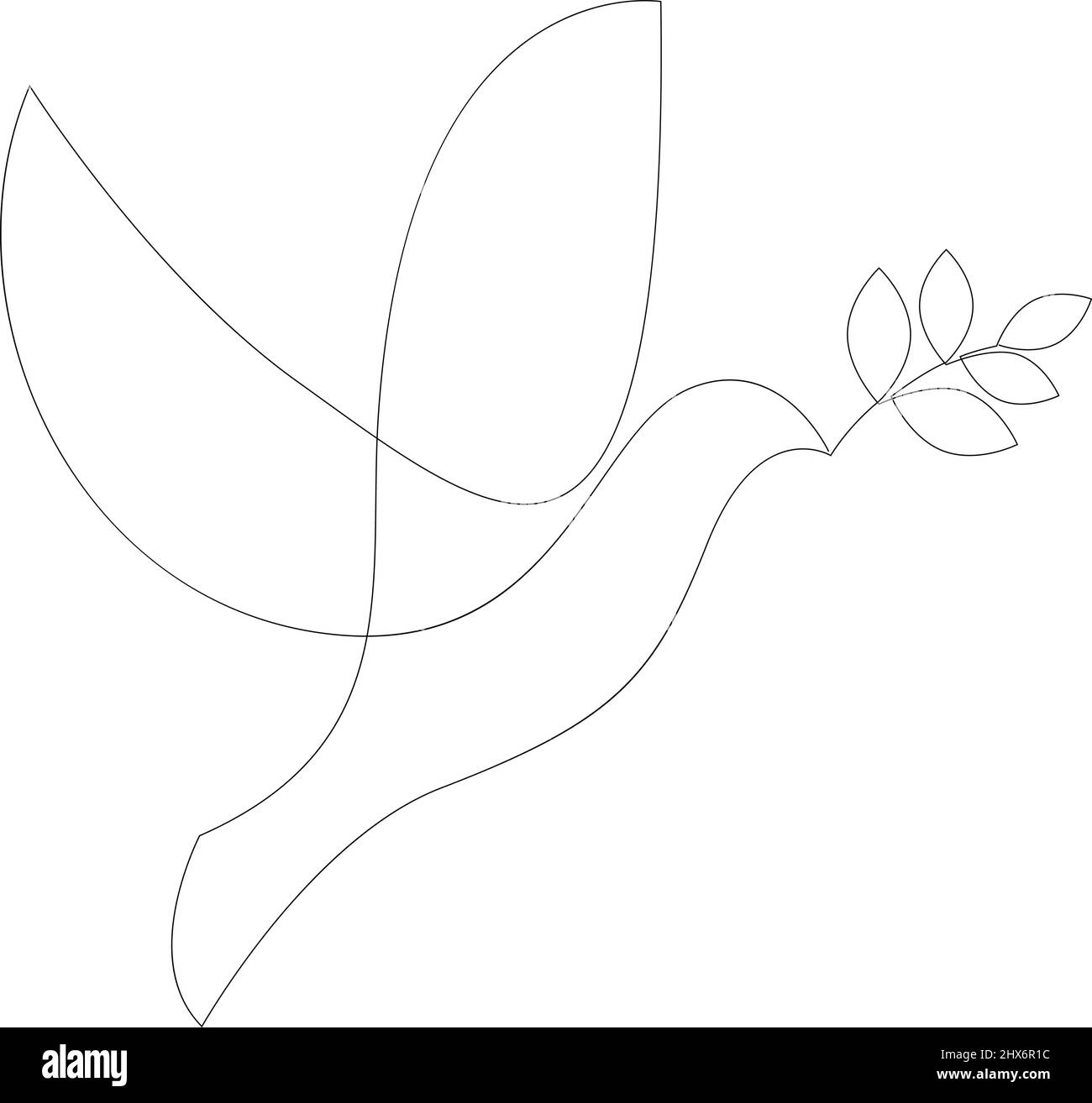 Continuous line concept sketch drawing of dove with olive branch. Peace symbol. Vector ...
