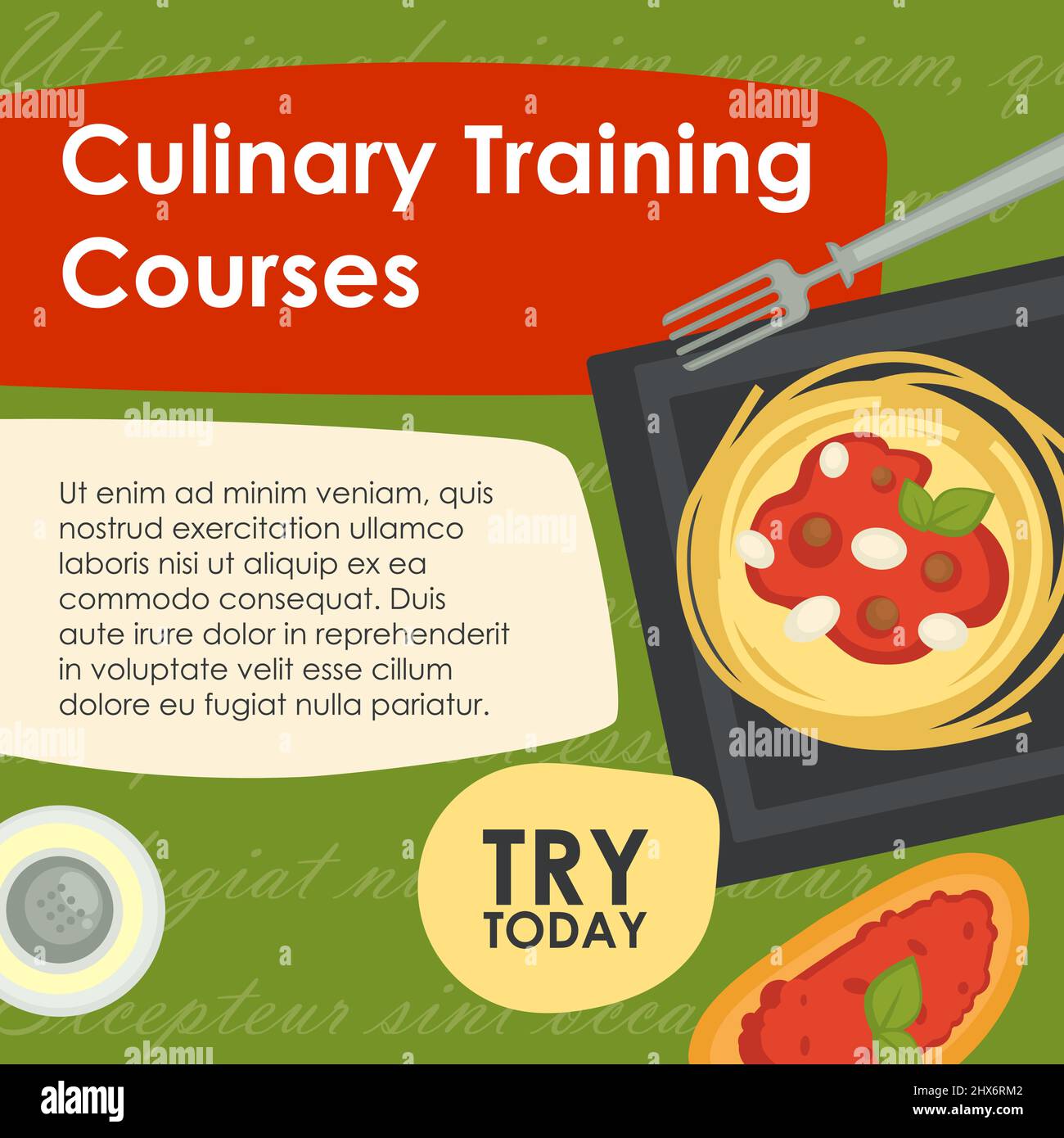 Culinary training courses, Italian cuisine vector Stock Vector Image ...