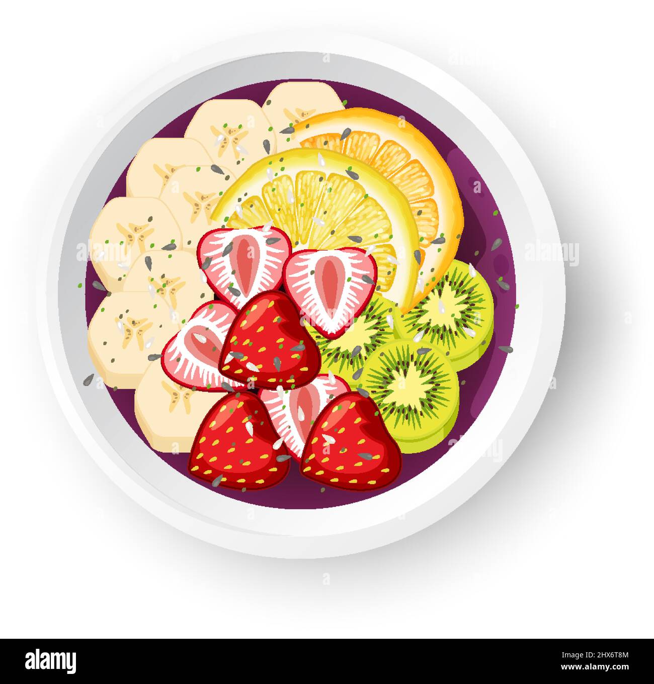 Top view Acai food bowl on white background illustration Stock Vector ...