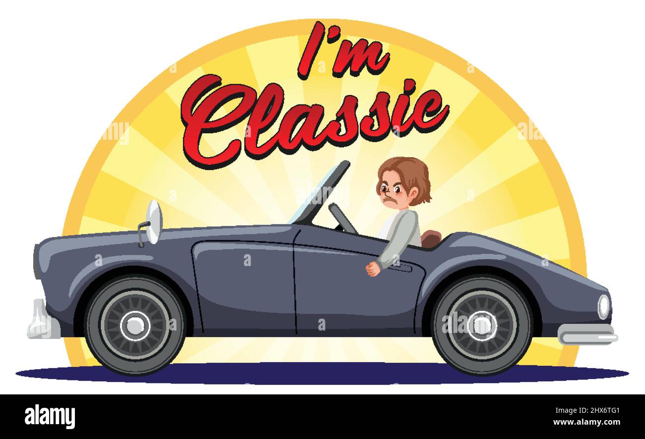 Classic car concept with old car side view illustration Stock Vector ...