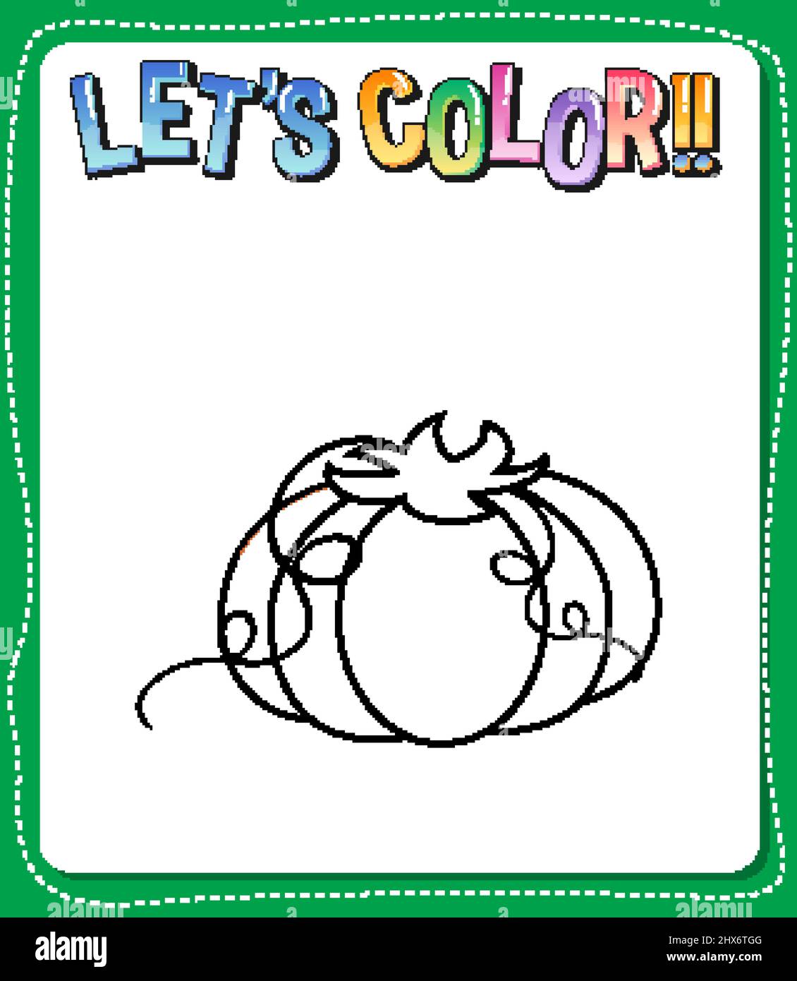 Worksheets template with let’s color!! text and pumpkin outline ...