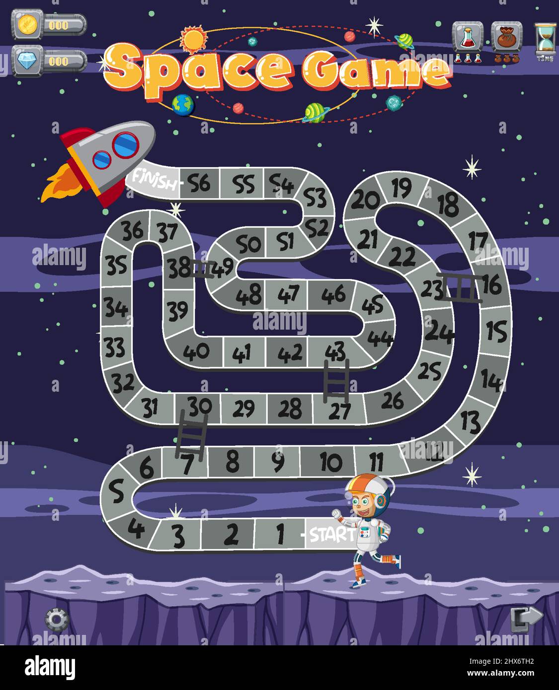 Space maze puzzle game template illustration Stock Vector Image & Art ...