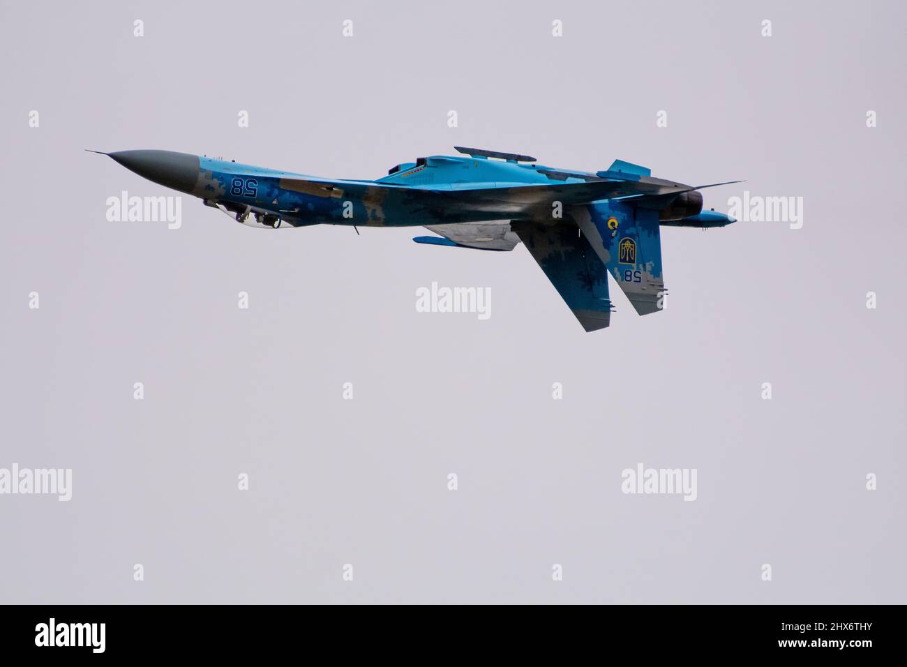 Ukrainian Air force Sukhoi SU-27 Flanker digital blue fighter jet plane ...