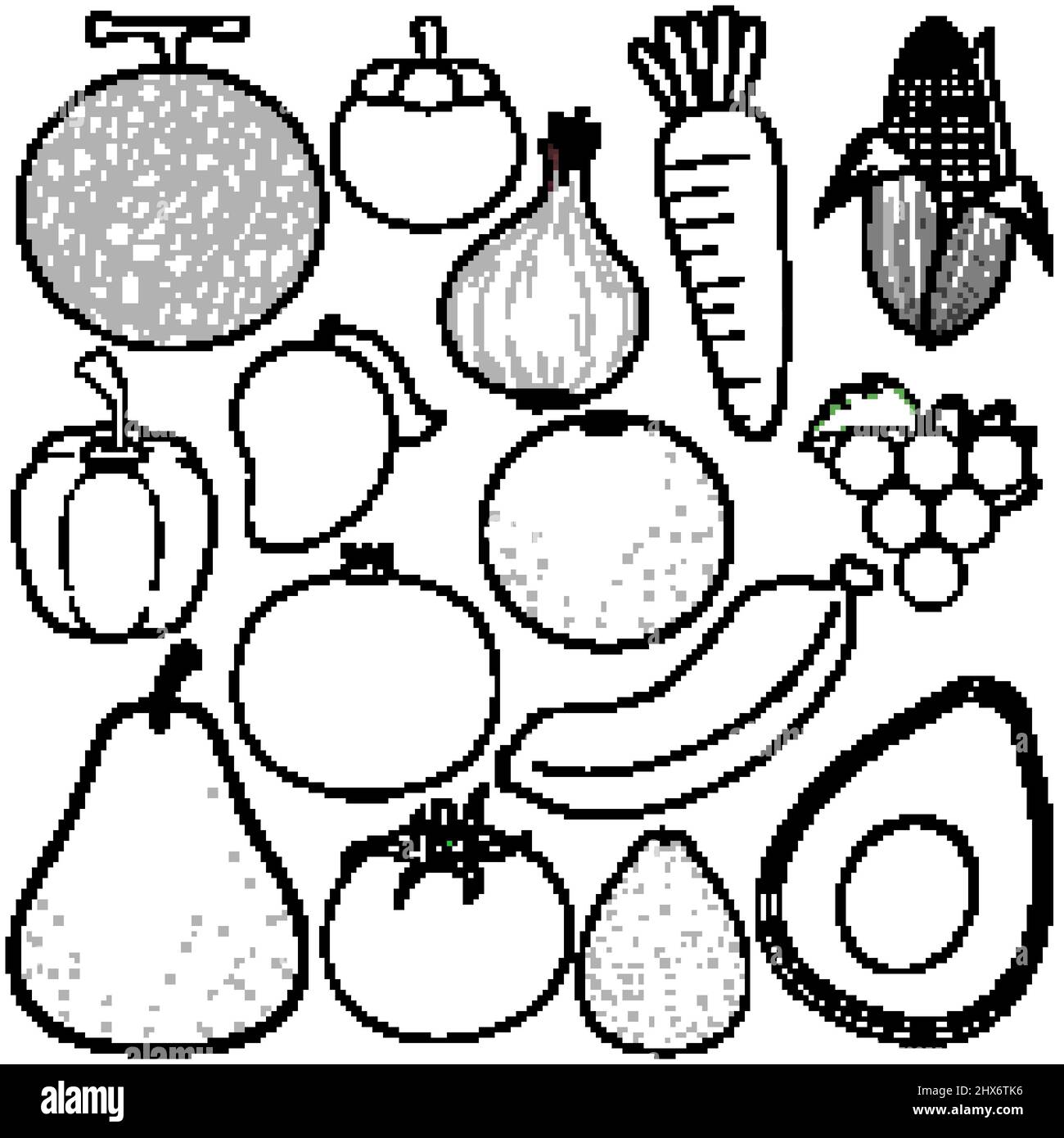 fruits andvegetables doodle outline illustration Stock Vector Image ...