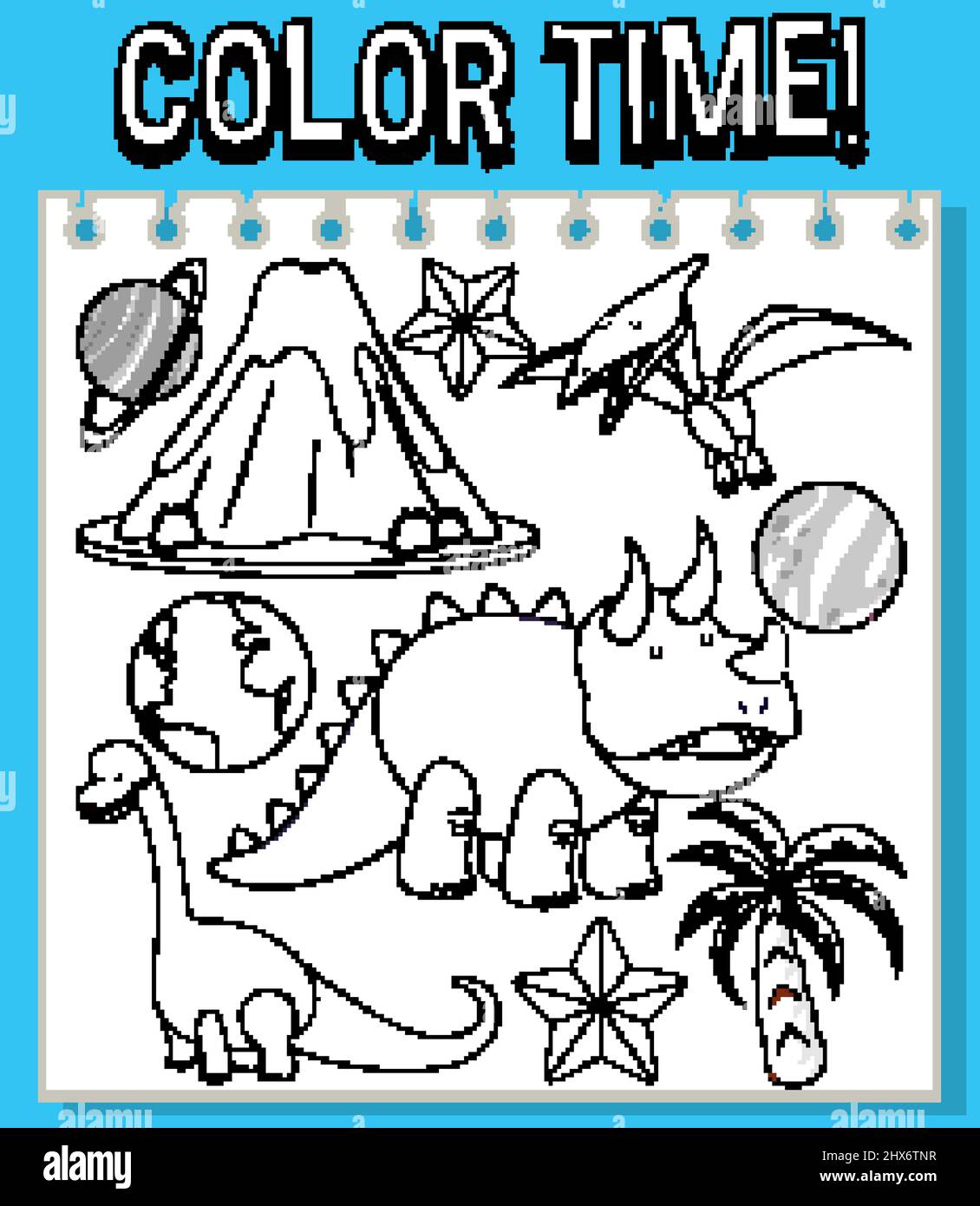 Worksheets template with color time! text illustration Stock Vector ...