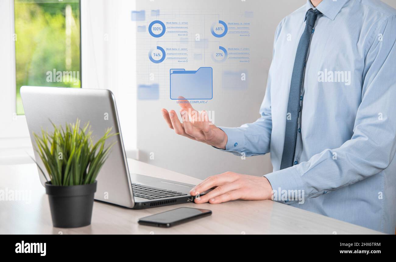 Business developer hand using board framework on virtual modern ...