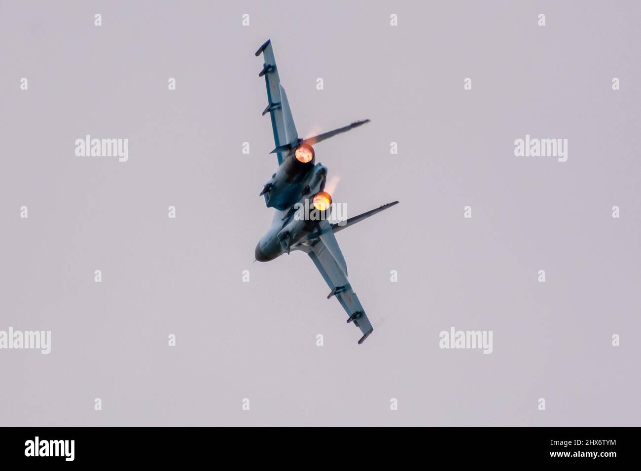 Ukrainian Air force Sukhoi SU-27 Flanker digital blue fighter jet plane ...