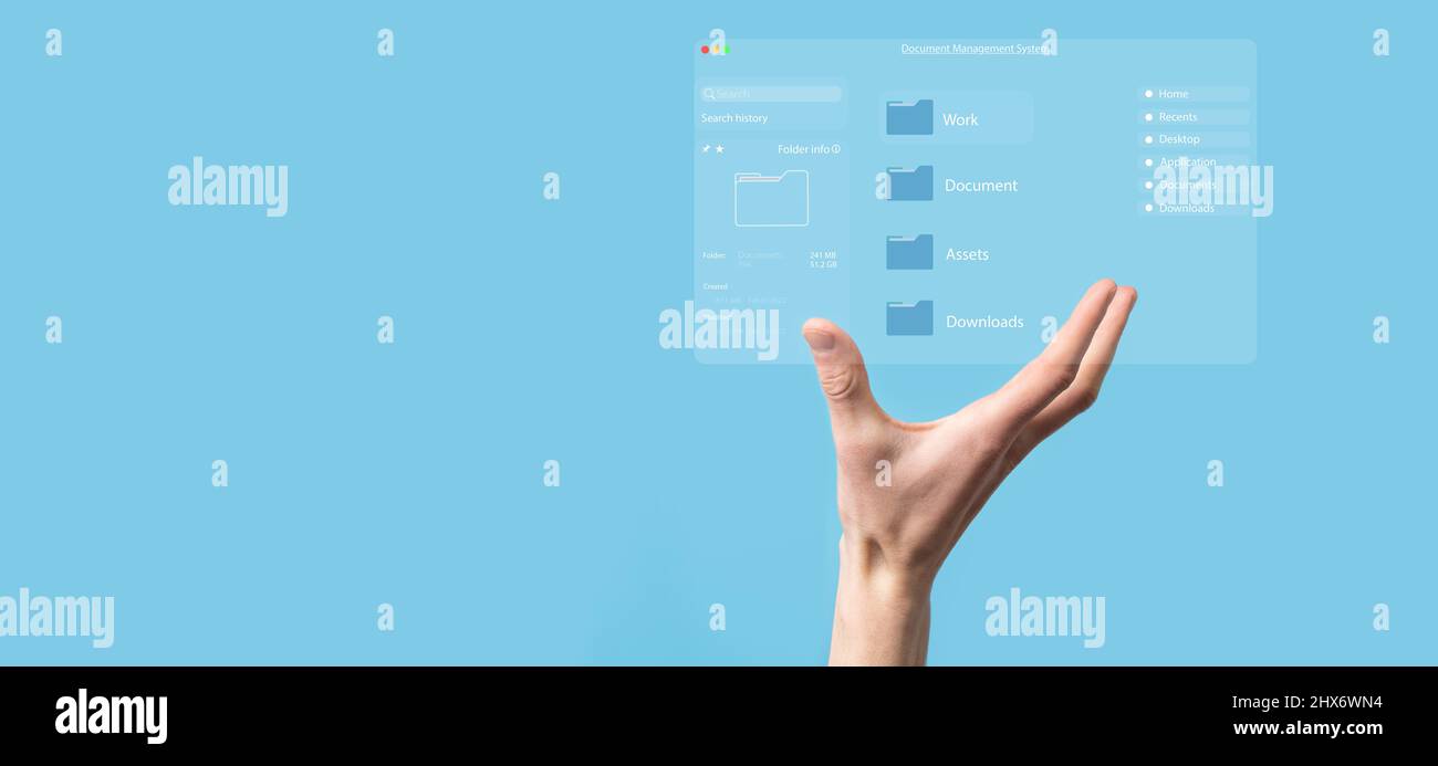Document management concept. Virtual screen icons Document Management ...