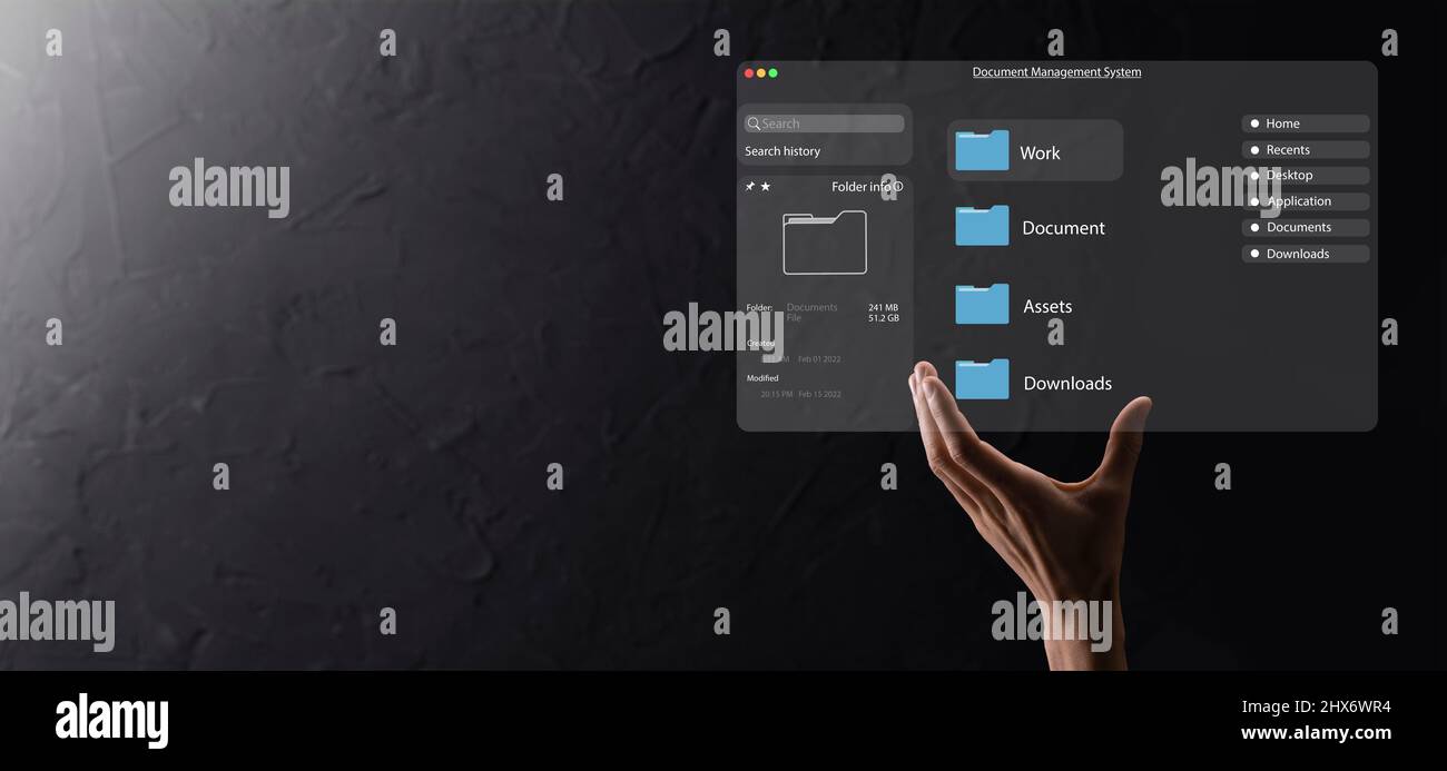 Document management concept. Virtual screen icons Document Management ...