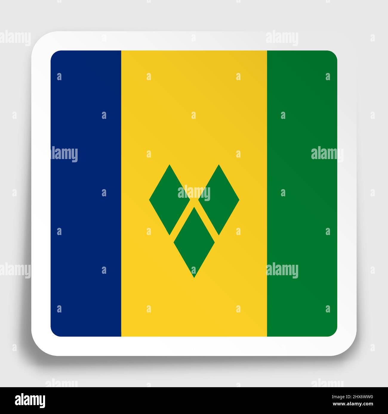 Saint Vincent and Grenadines flag icon on paper square sticker with ...